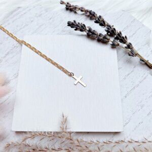 MM&H Designs | Jewelry | Minimalist Gold Cross Necklace Handmade In Bc ...